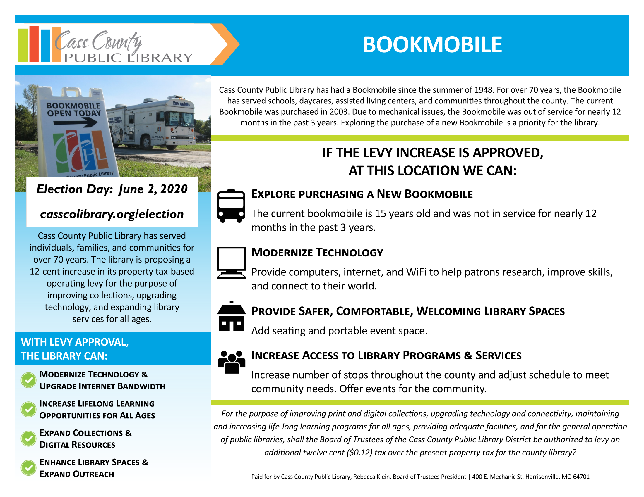 Fact Sheet Bookmobile – Cass County Public Library