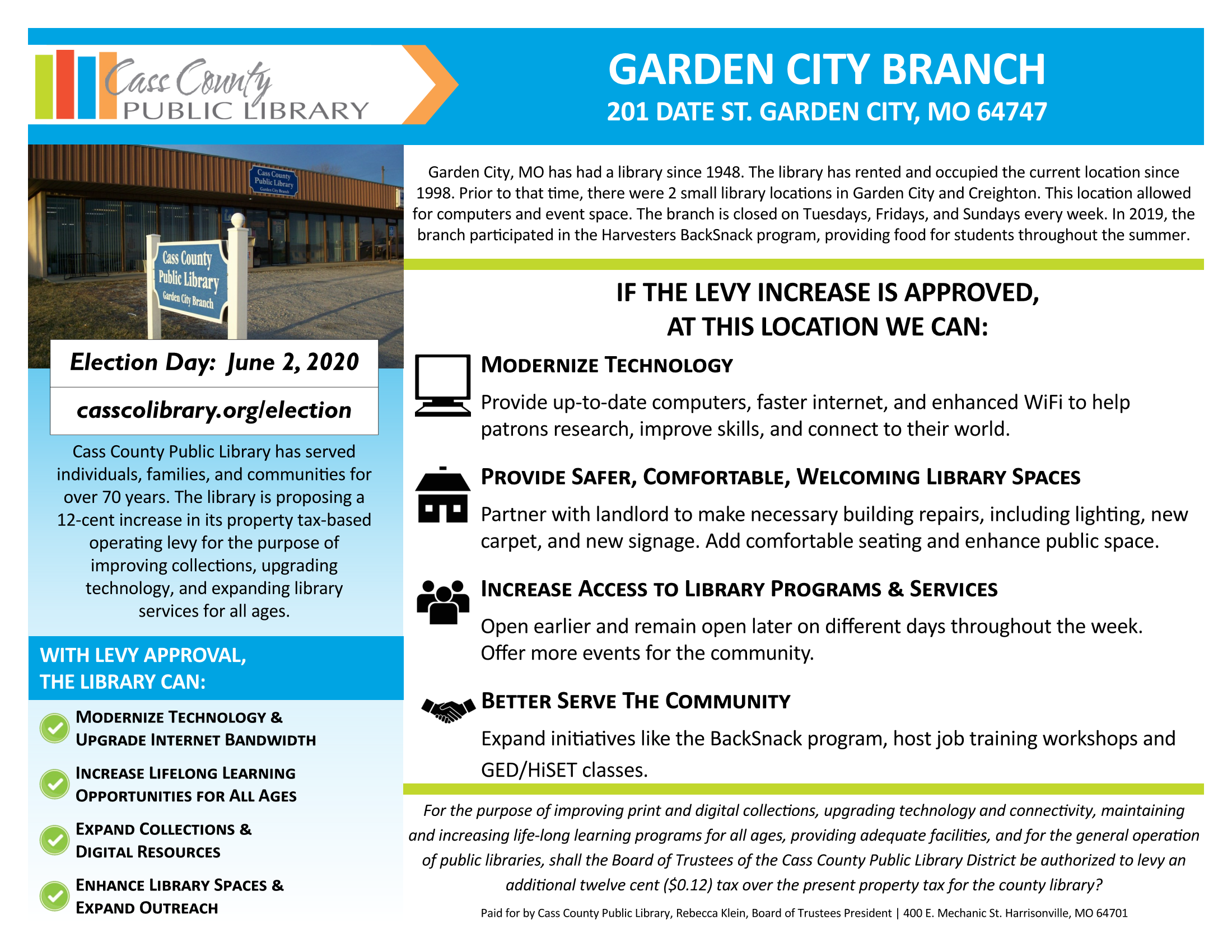 Fact Sheet Garden City – Cass County Public Library